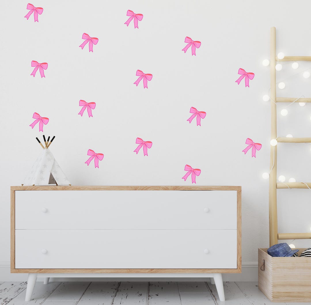 Cute Bow Pink Decal, Coquette Room Decor, Coquette Wall Decal, Bow Wall ...