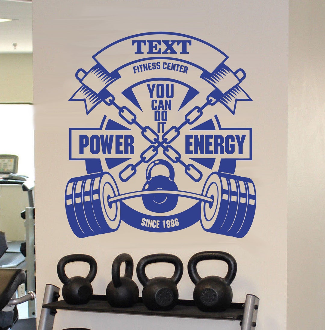 Personalized Gym Wall Decal, Fitness Center Wall Sticker, Garage Gym ...