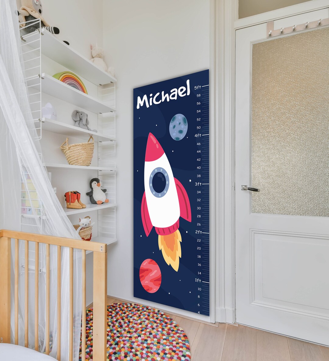 Personalized Kids Space Growth Chart: Removable Height Ruler Wall Decal ...