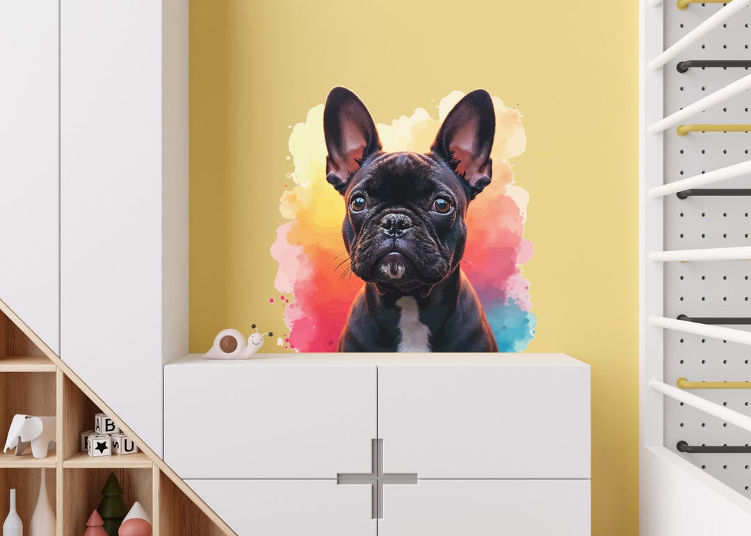 French Bulldog Wall Decal, Colorful Dog Sticker, Frenchie Vinyl Art ...