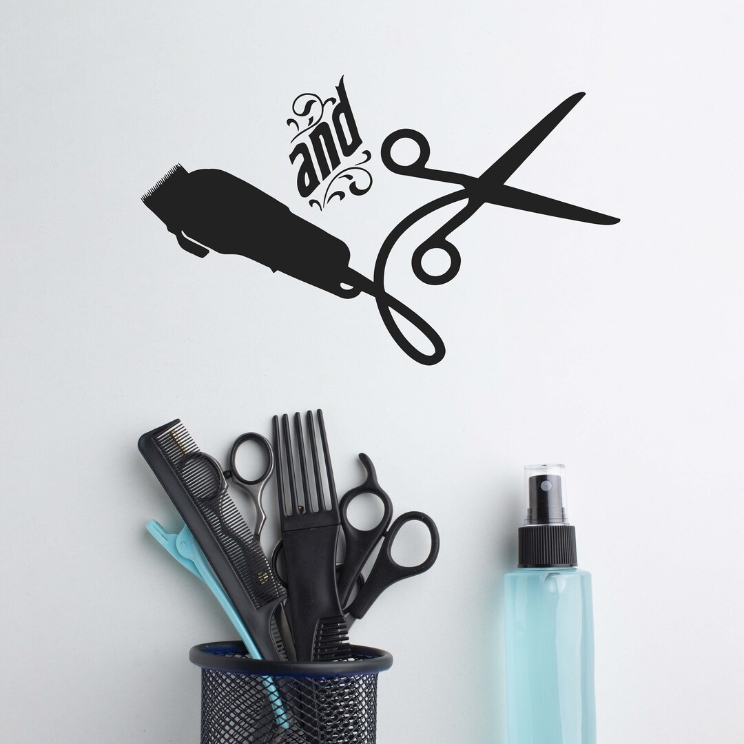 Hair Salon Window Decal Hair Trimmer and Scissors Wall Decal, Barber ...