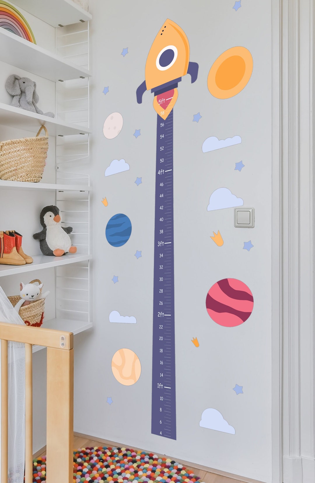 Space Growth Chart Wall Decal: Kids Height Ruler Decor Se219 - Etsy