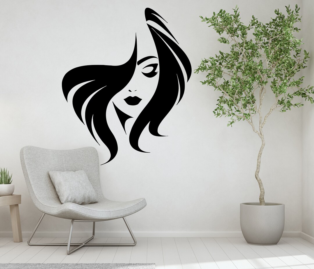 Fashion Girl Face Decal, Hair Salon Decal, Store Front Decal, Beauty ...