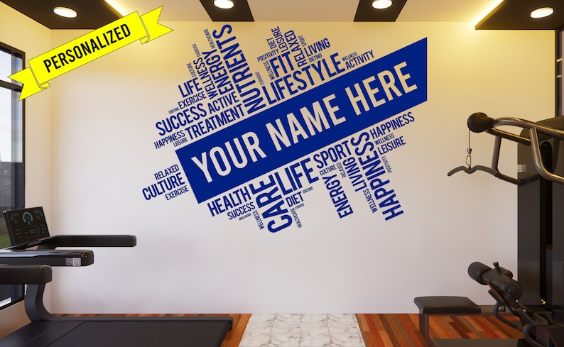 Custom Gym Name Vinyl Wall Decal: Fitness Center Decor Se229 - Etsy