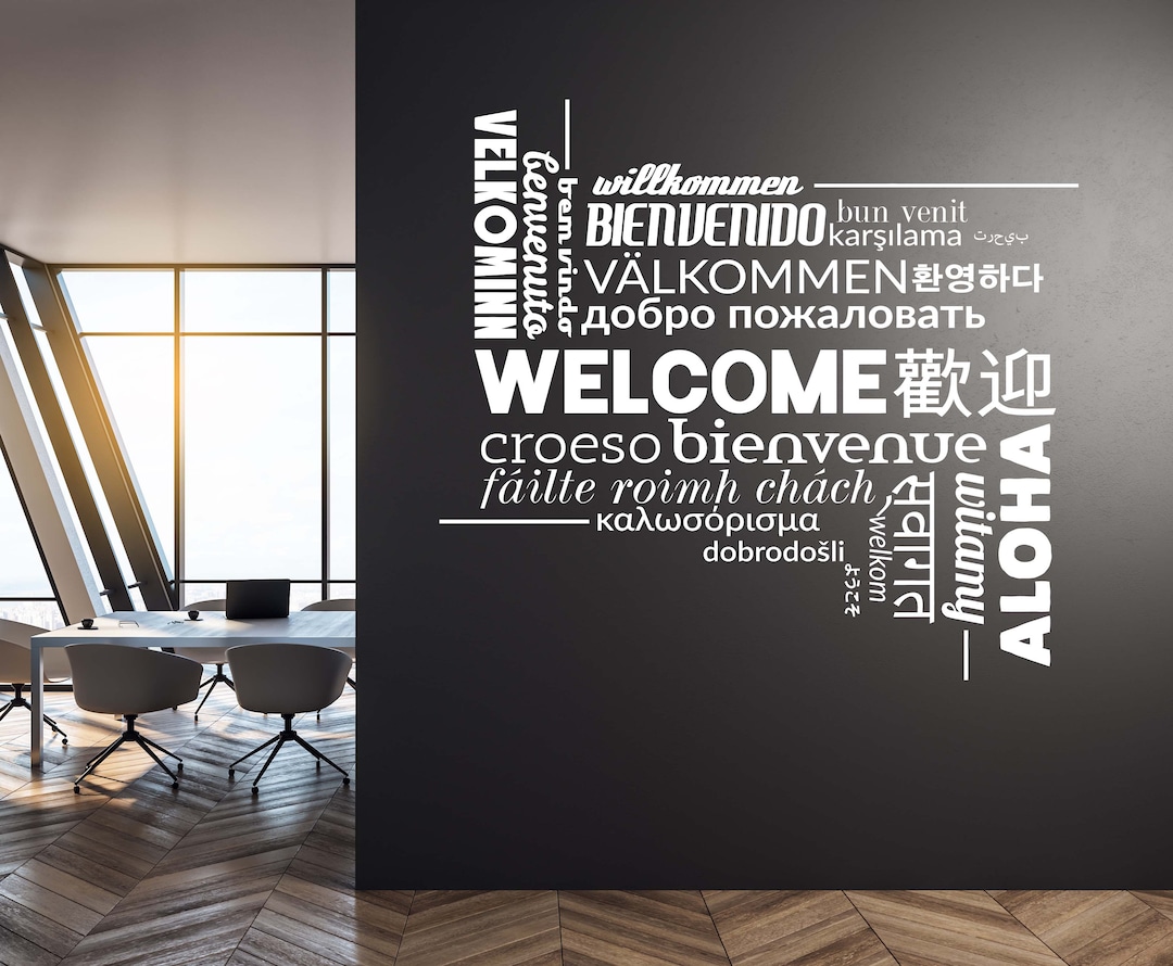 Welcome in Different Languages - Welcome Wall Decal, Welcome Sticker, Office Decor, Welcome Wall ...