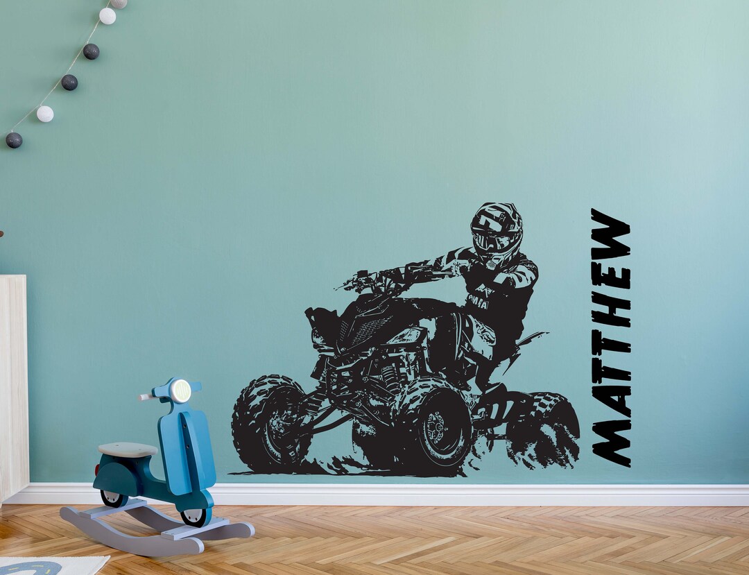 Custom Name ATV Wall Decal, 4x4 Wheeler off Road Wall Sticker, Quad ...