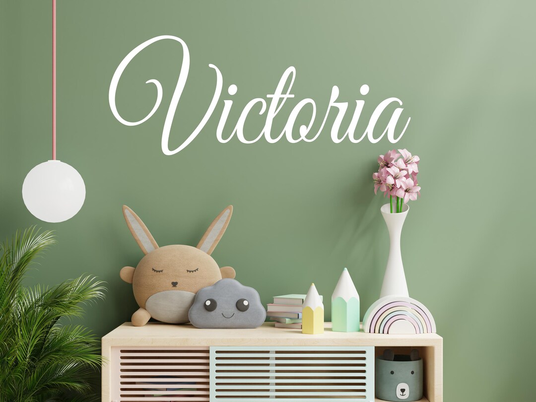 Custom Name Wall Decal - Cursive Font Custom Name Sticker for Doors ...