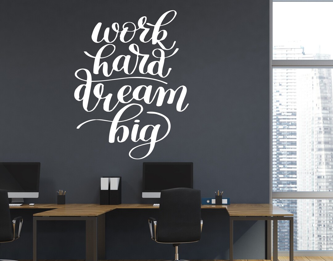 Work Hard Dream Big Vinyl Wall Decal Motivational Home Decor Nm072 - Etsy