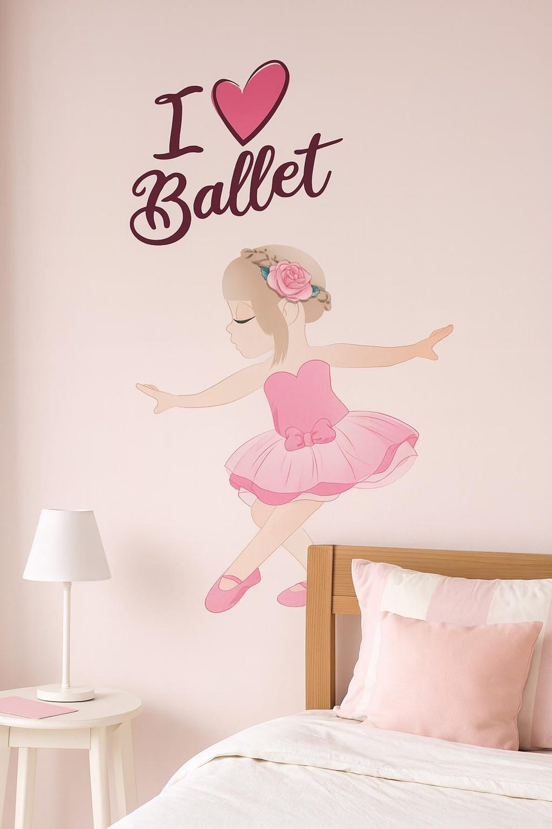 Ballerina Wall Decal With - Love Ballet Text, Dance Studio, Nursery, or ...