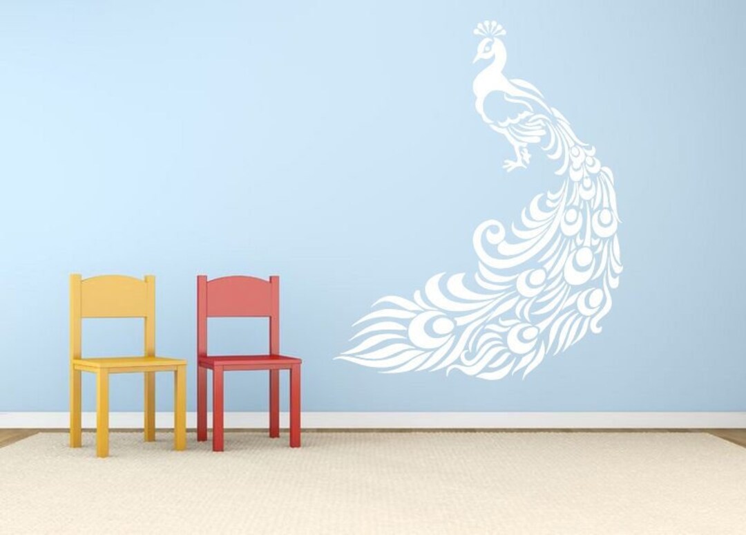 Peacock Wall Decal Peacock Wall Decor Peacock Bird Art - Etsy