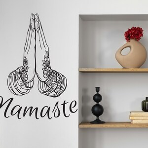 Floral Namaste Hands Decal: Yoga Studio Wall Art N033 - Etsy