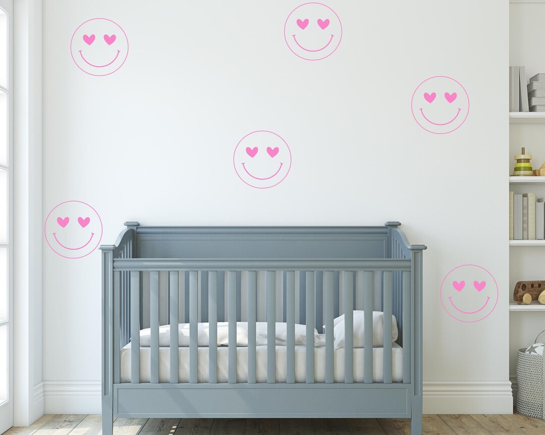 Smile Face Wall Decals With Heart Eyes - Set of 6 N086 - Etsy