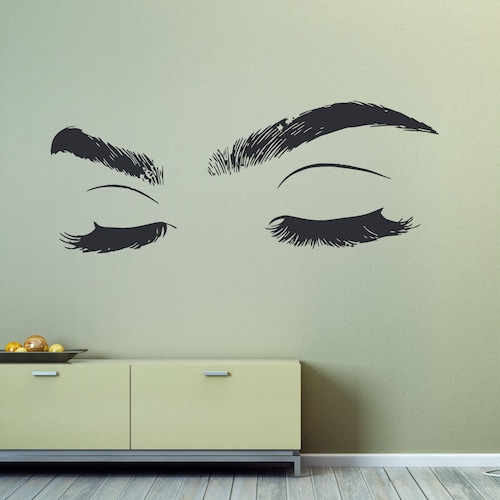Eyelashes Wall Decal Sticker Eyelashes Wall Decor Girls | Etsy