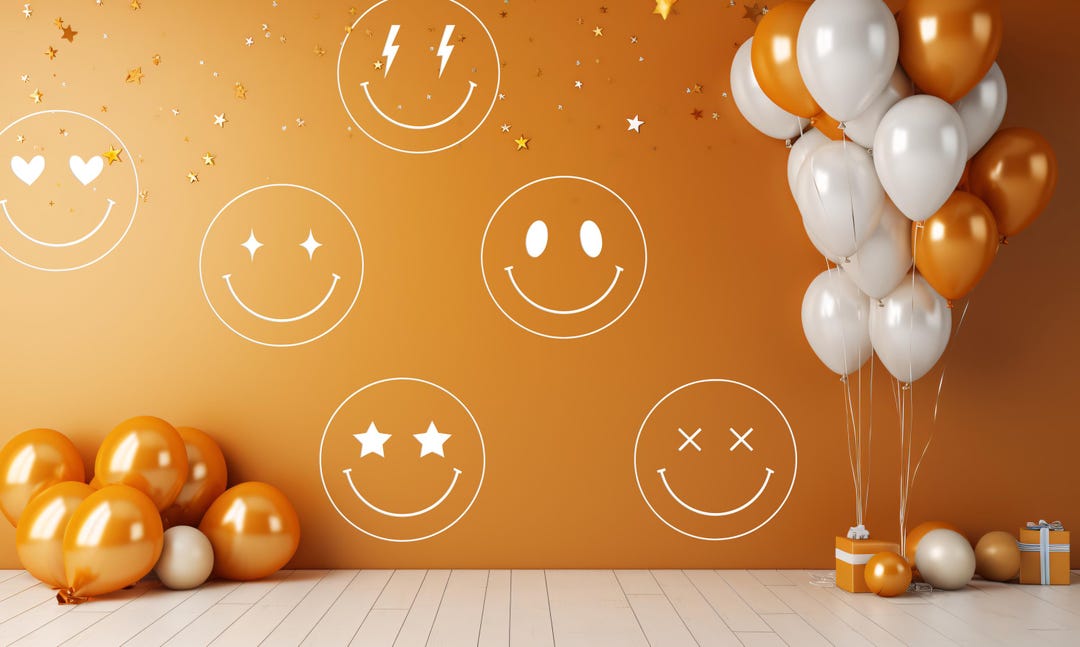 Smiley Face Decals: Birthday Party Backdrop Decorations Se256 - Etsy