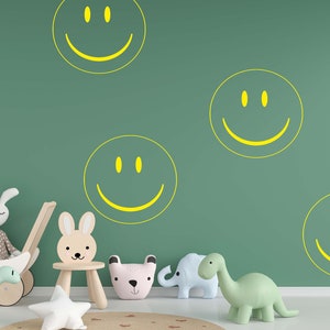 Smiley Face Wall Decal, Smile Vinyl Wall Sticker, Kids Happy Decal ...