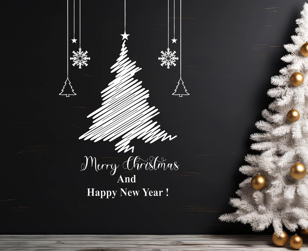 Modern Christmas Tree Vinyl Decal: Holiday Front Door Decor N095 - Etsy