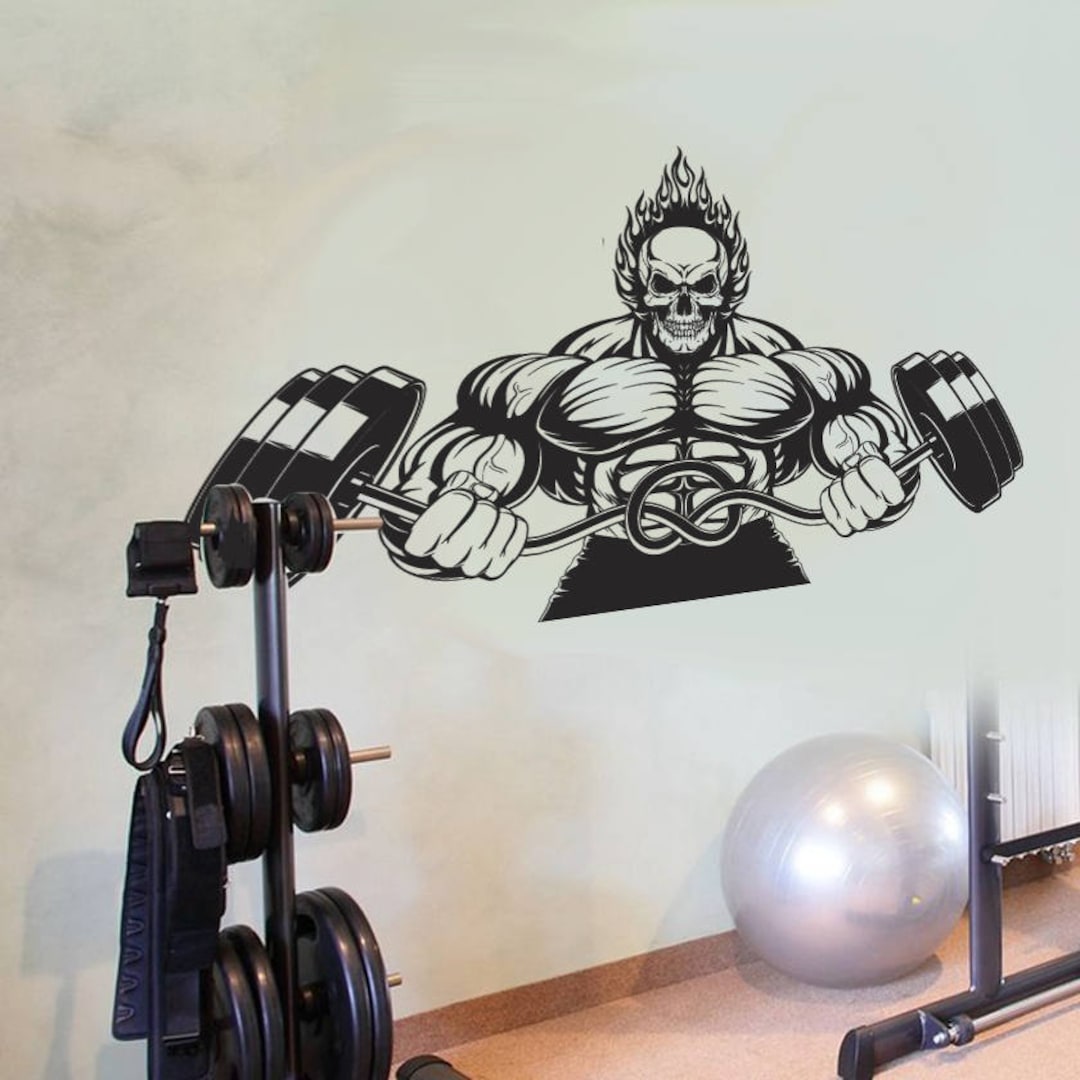 Gym Wall Decals - Muscle Training Stickers, Home Gym Bodybuilding Wall ...