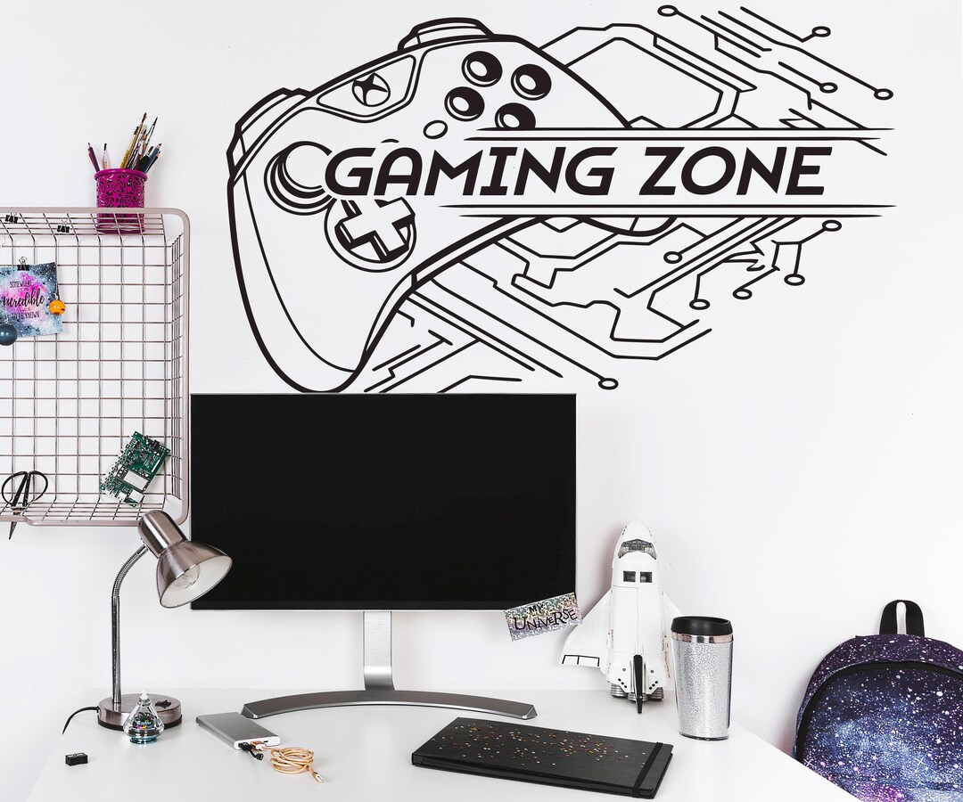 Game Zone Wall Decal for Gamers, Gaming Room Sticker, Tech Circuit ...