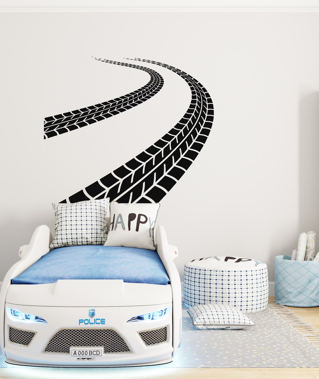 Tire Tracks Wall Decal: Racing Theme Nursery Decor Se195 - Etsy