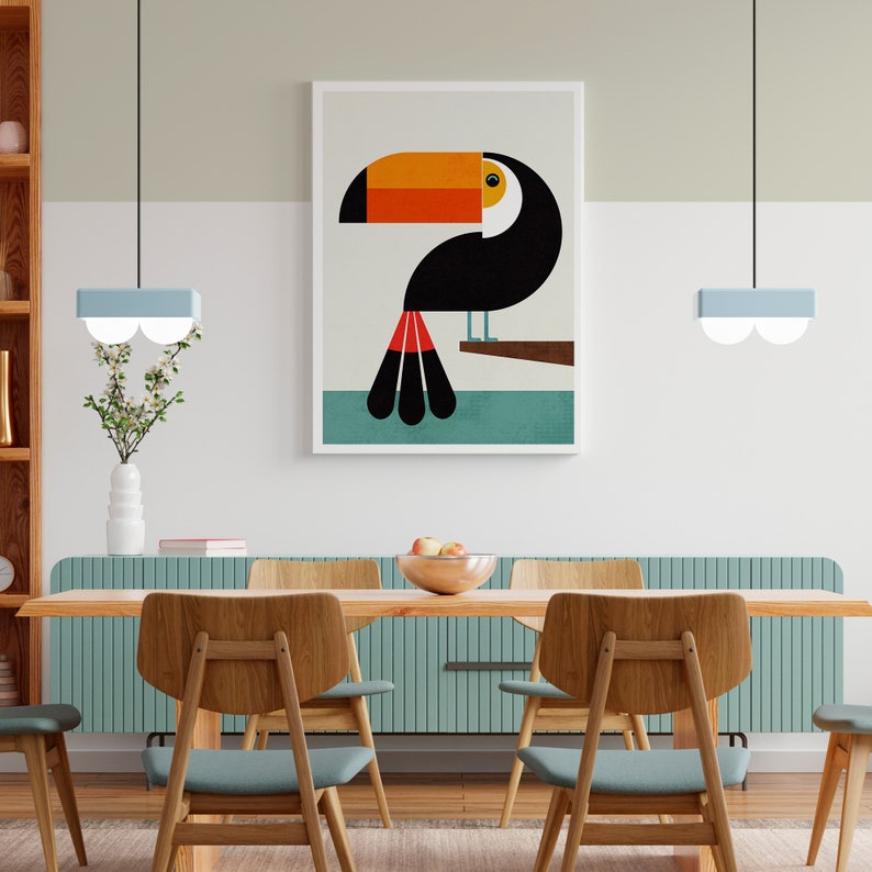 Toucan Mid Century Modern Wall Art Stylised Bird Geometric - Etsy