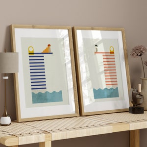 Vintage Diving Board Art Print: Geometric Summer Wall Decor - Etsy