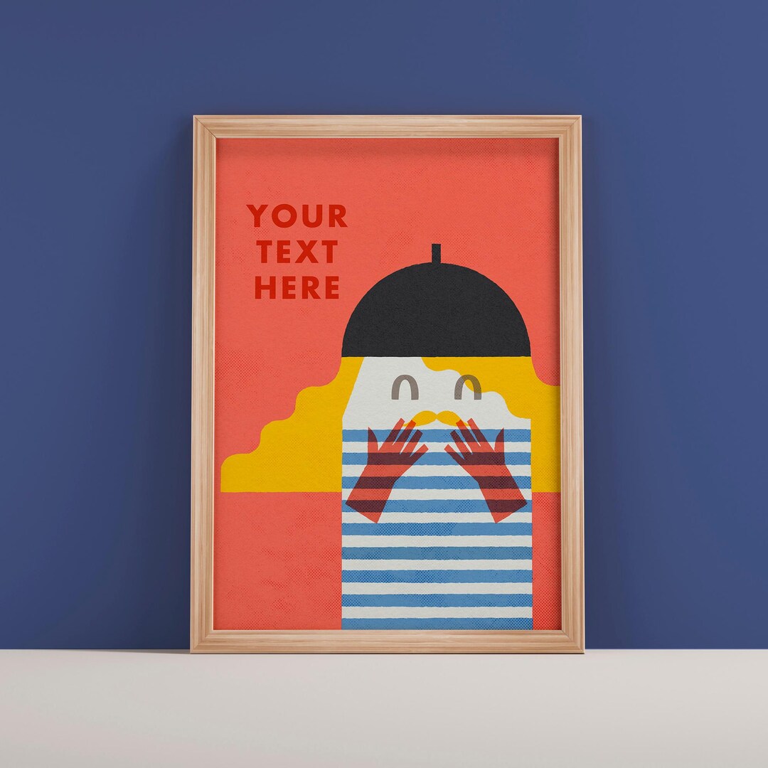 Personalized Mustache Art Print, Blonde Character Poster, Geometric ...