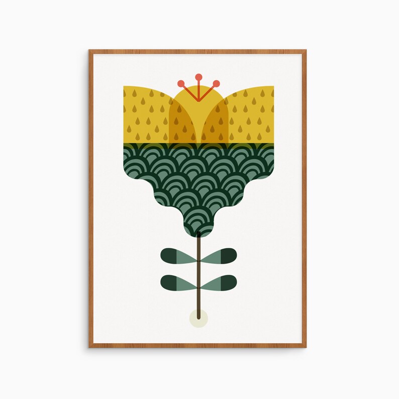 Geometric Flowers Set of 3 Modern Wall Art Floral Design - Etsy