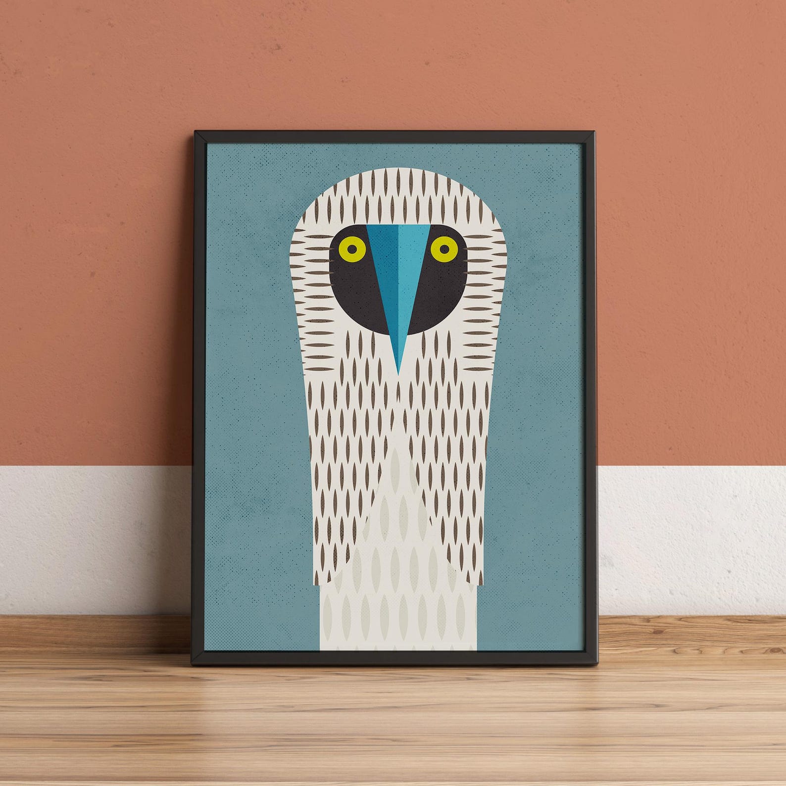 Blue Footed Booby Print: Mid Century Modern Geometric Bird Art - Etsy