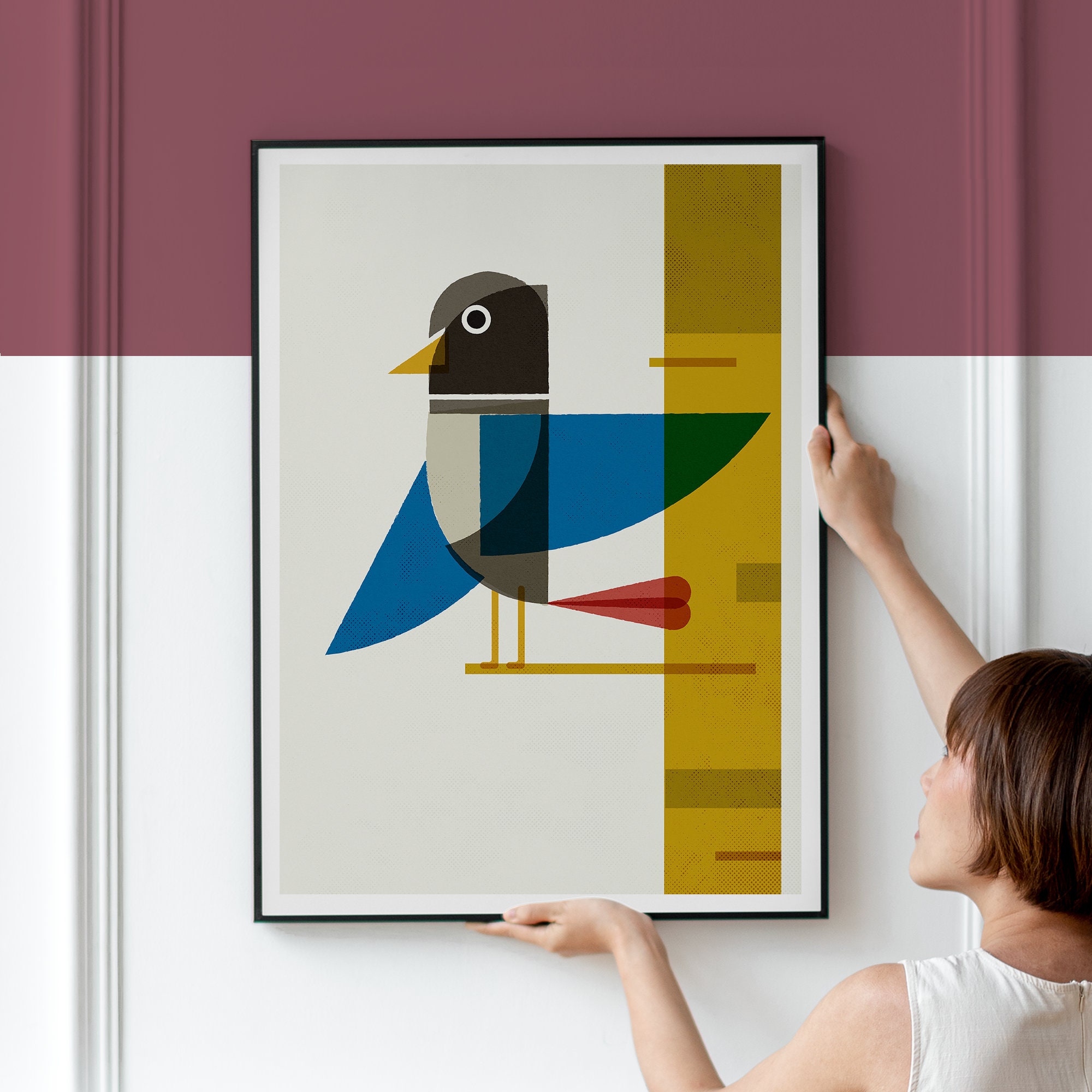 Blue Bird Mid Century Print for a Scandinavian Home Decor | Etsy