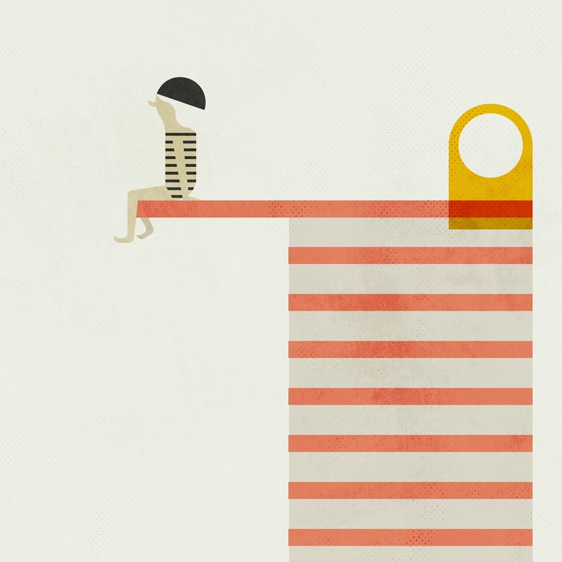 Vintage Swimming Couple on a Springboard Graphic Illustration - Etsy