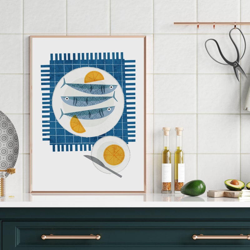 Blue Kitchen Art - Etsy