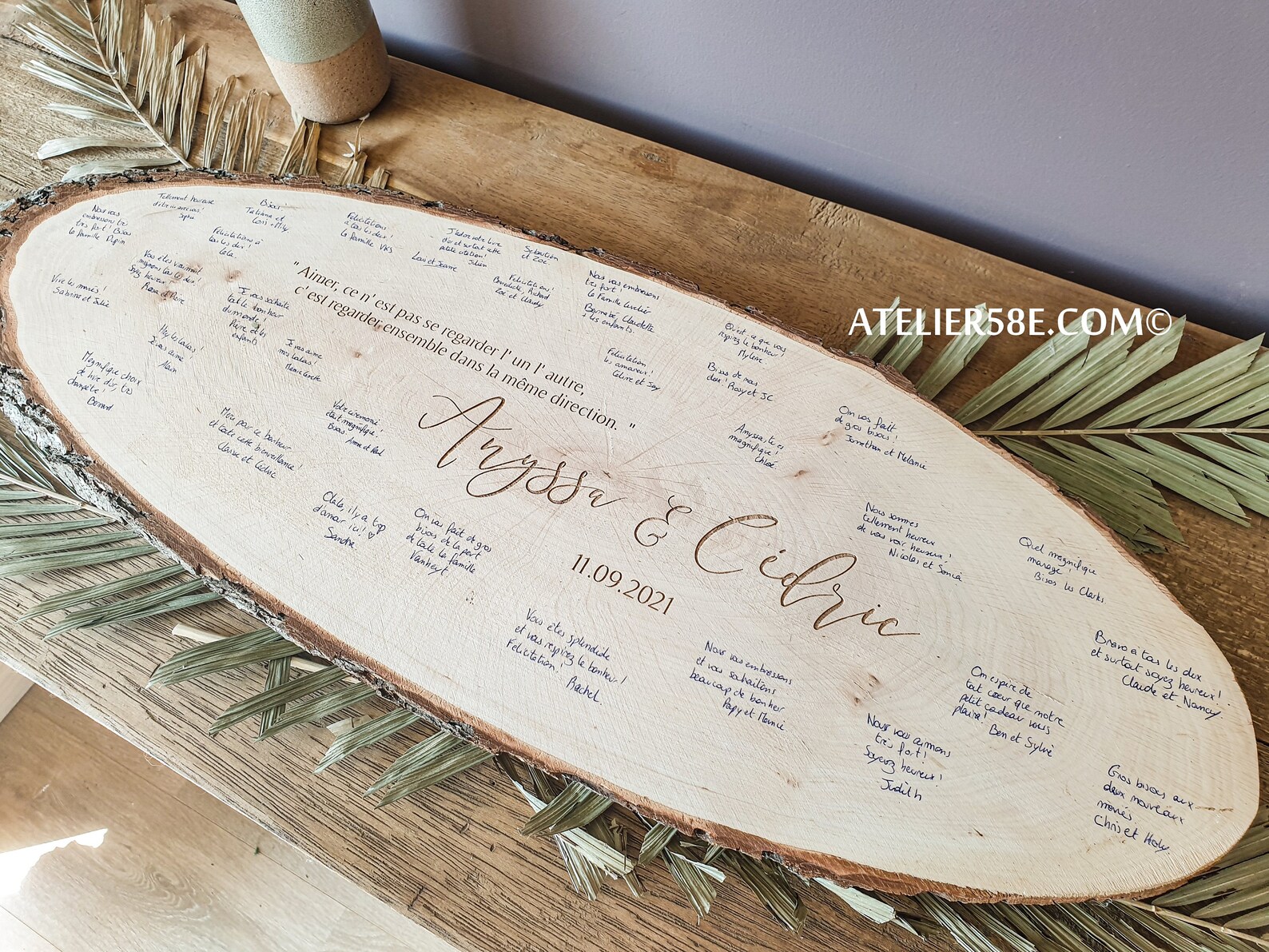 Rustic wedding guest book Giant wood slice different size | Etsy