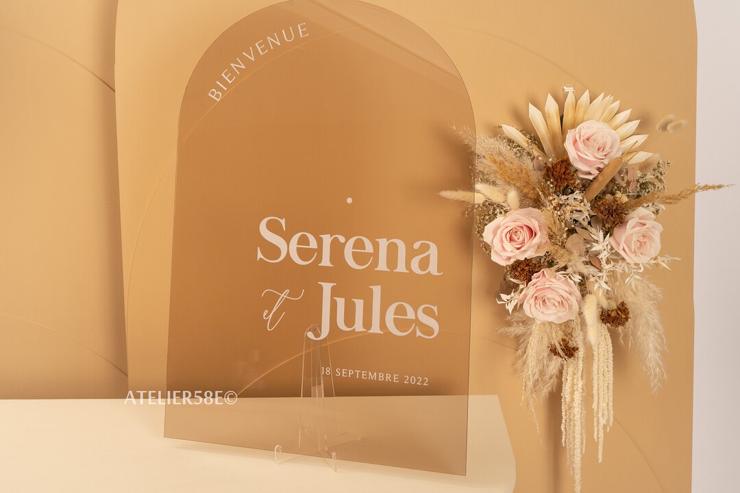 Panneau bienvenue arche mariage moderne en plexiglas fumé marron - Etsy ...