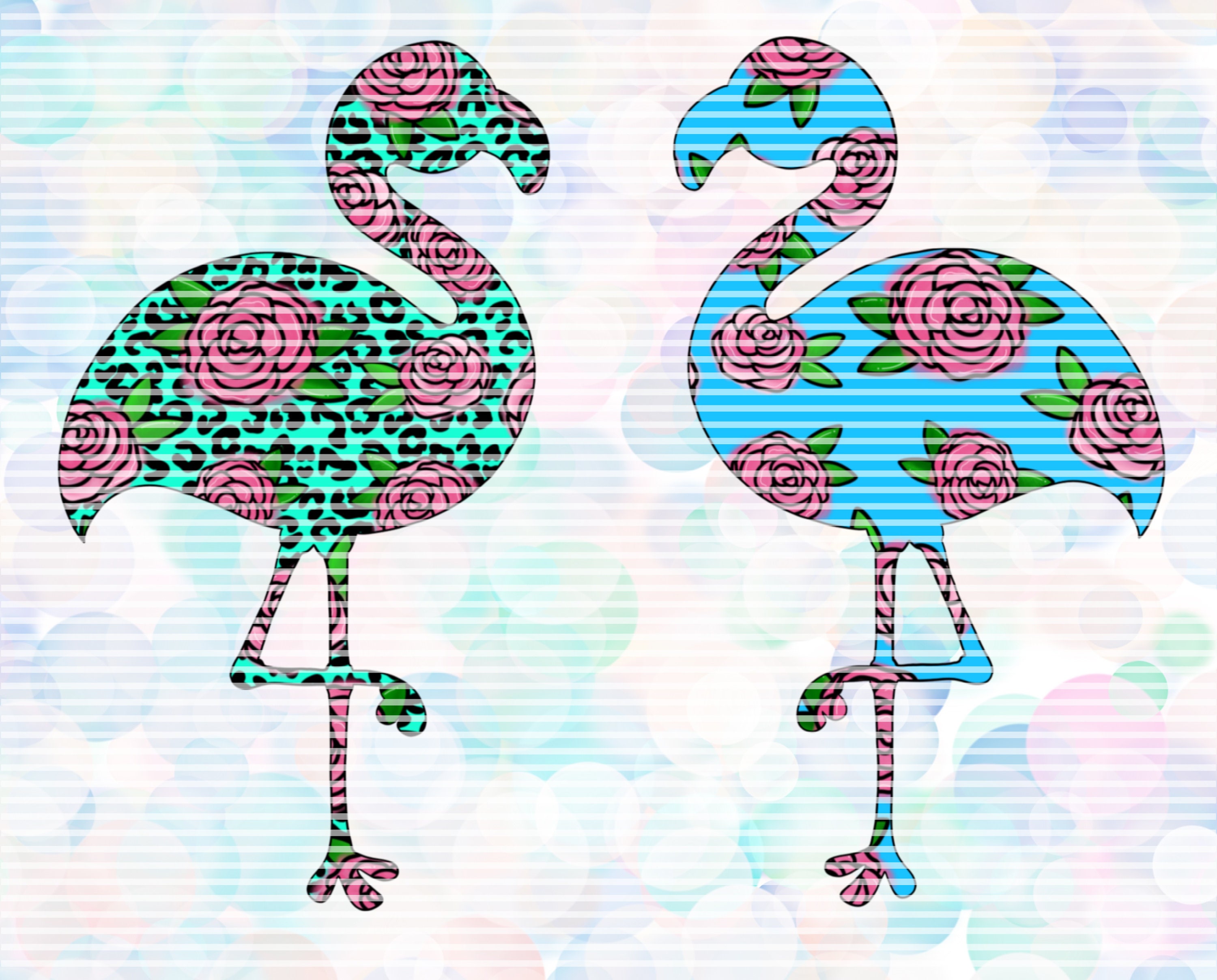 Preppy Floral Flamingo Bundle Clip Art Flamingos Flamingo | Etsy