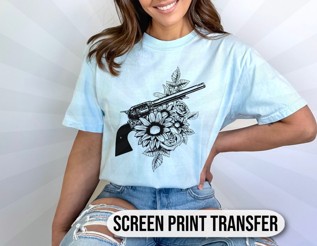 Floral Pistol Second Amendment Girls Who Carry Ready to Press Transfer ...