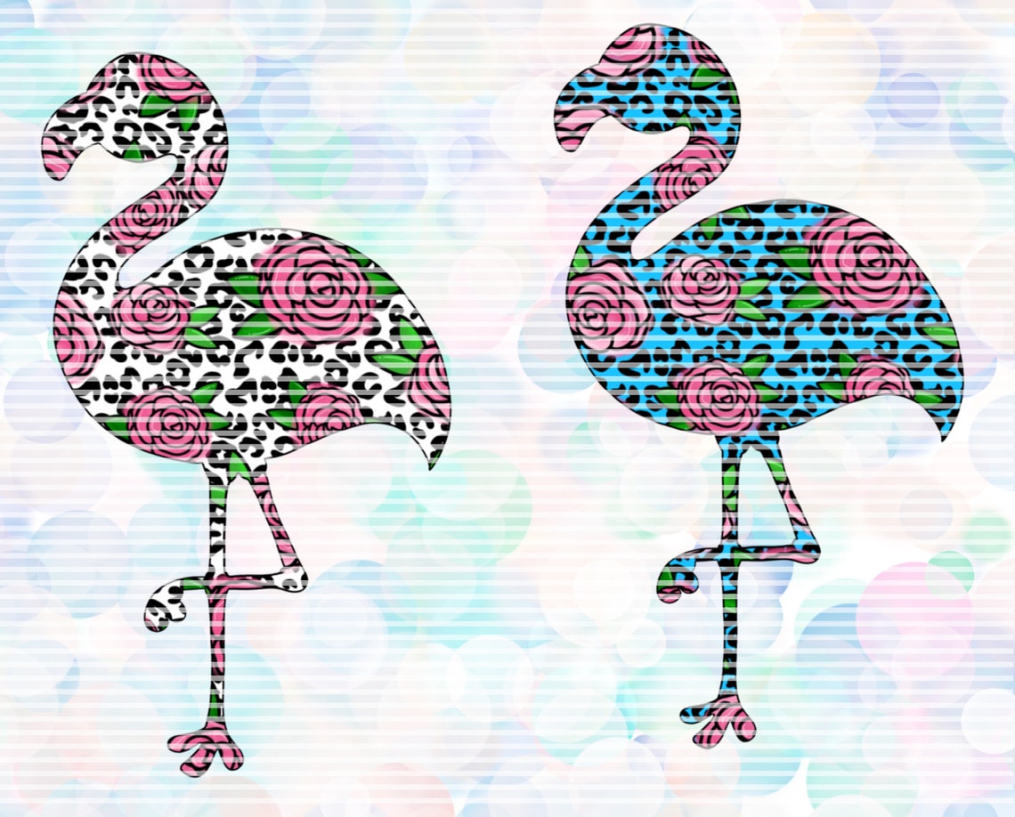 Preppy Floral Flamingo Bundle Clip Art Flamingos Flamingo | Etsy