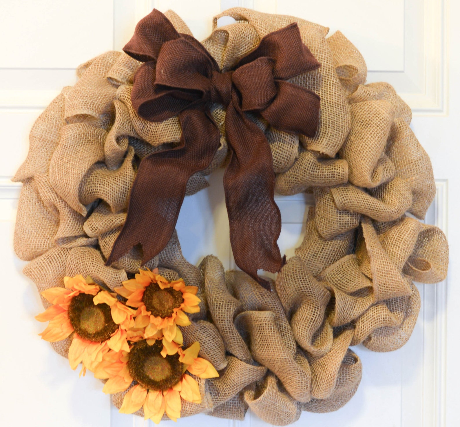 Summer Burlap Wreath, Sunflower Burlap Wreath, Sunflower Wreath, Year ...
