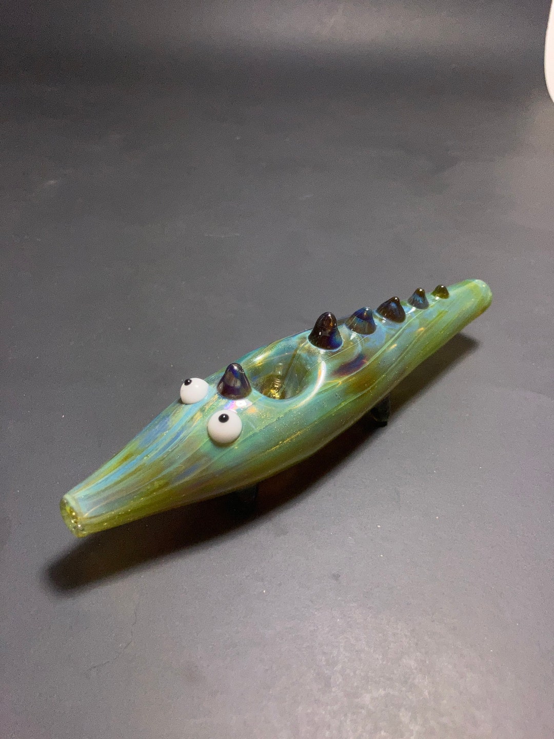 Mystery Adventurine Glass Crocodile Pipe, Glass Alligator Pipe - Animal ...