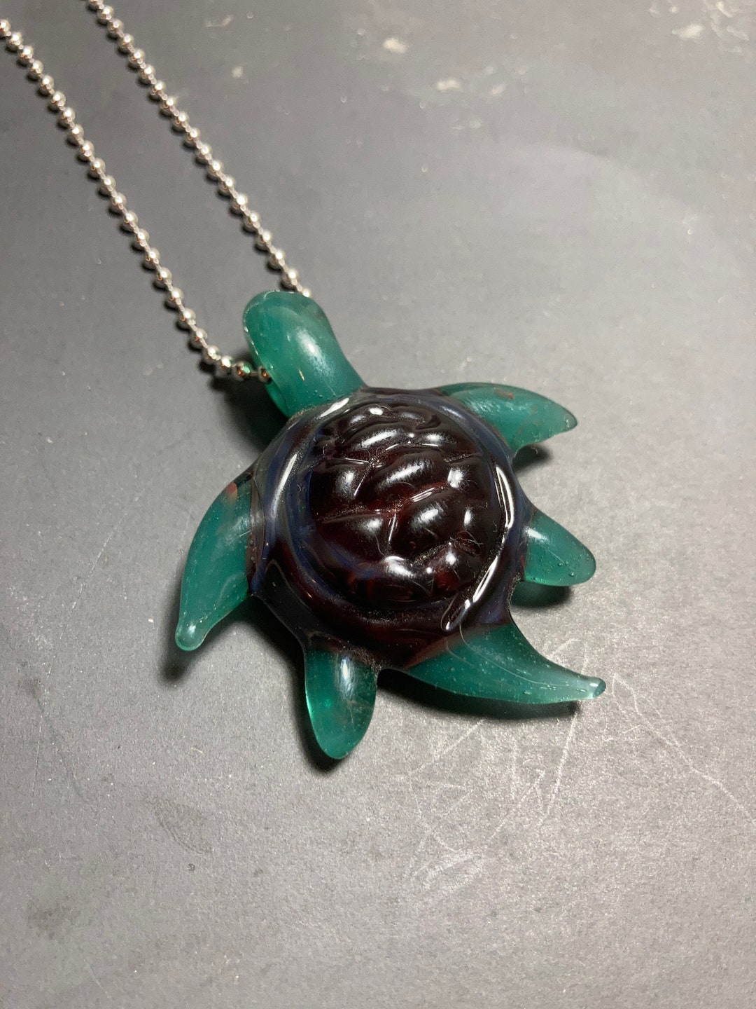 Turtle Shell Glass Pendant - Necklace - Etsy