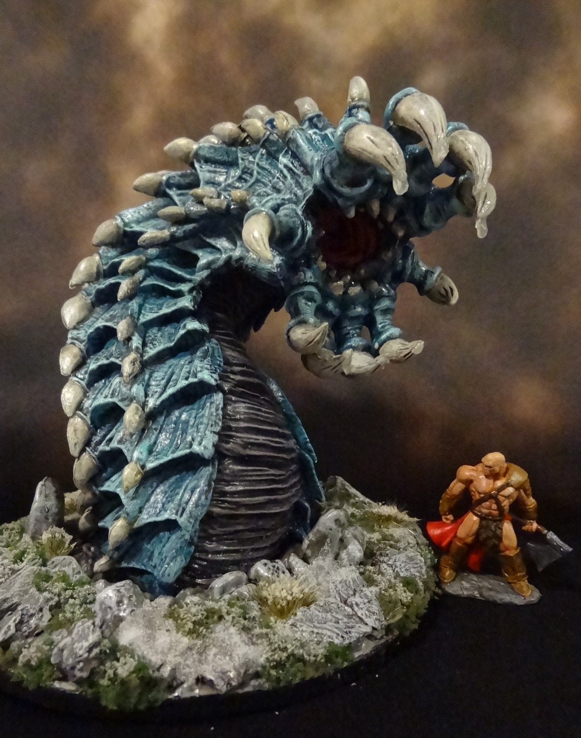Icy Blue Worm "miniature" (reaper Miniatures' "goremaw, Great Worm") - Etsy