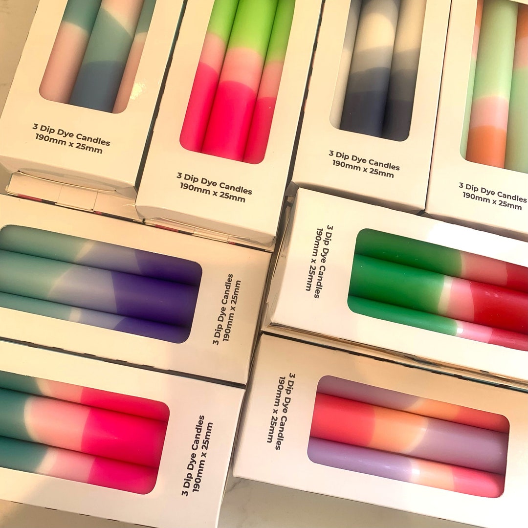 Neon Hand Dipped Dip Dye Dinner Candles Colourful Candles Multi ...