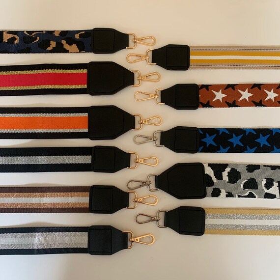 Long Bag Strap Star Cheeta Striped Black Fabric Straps to | Etsy