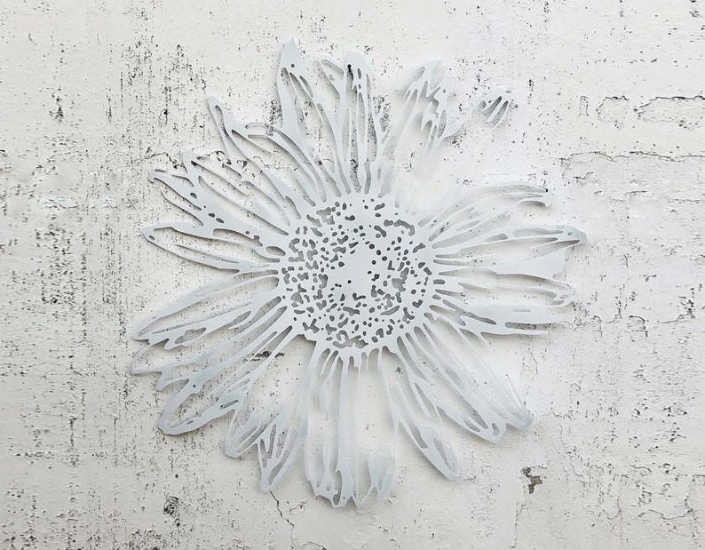 White Daisy Art Metal Wall Art Flower Wall Decor 2D Metal - Etsy
