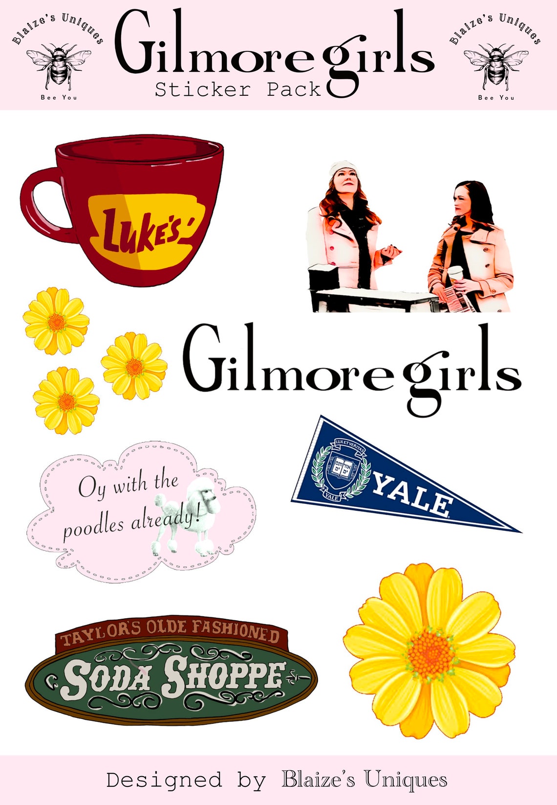 Gilmore Girls Sticker pack Lukes Diner 16 stickers sheet | Etsy