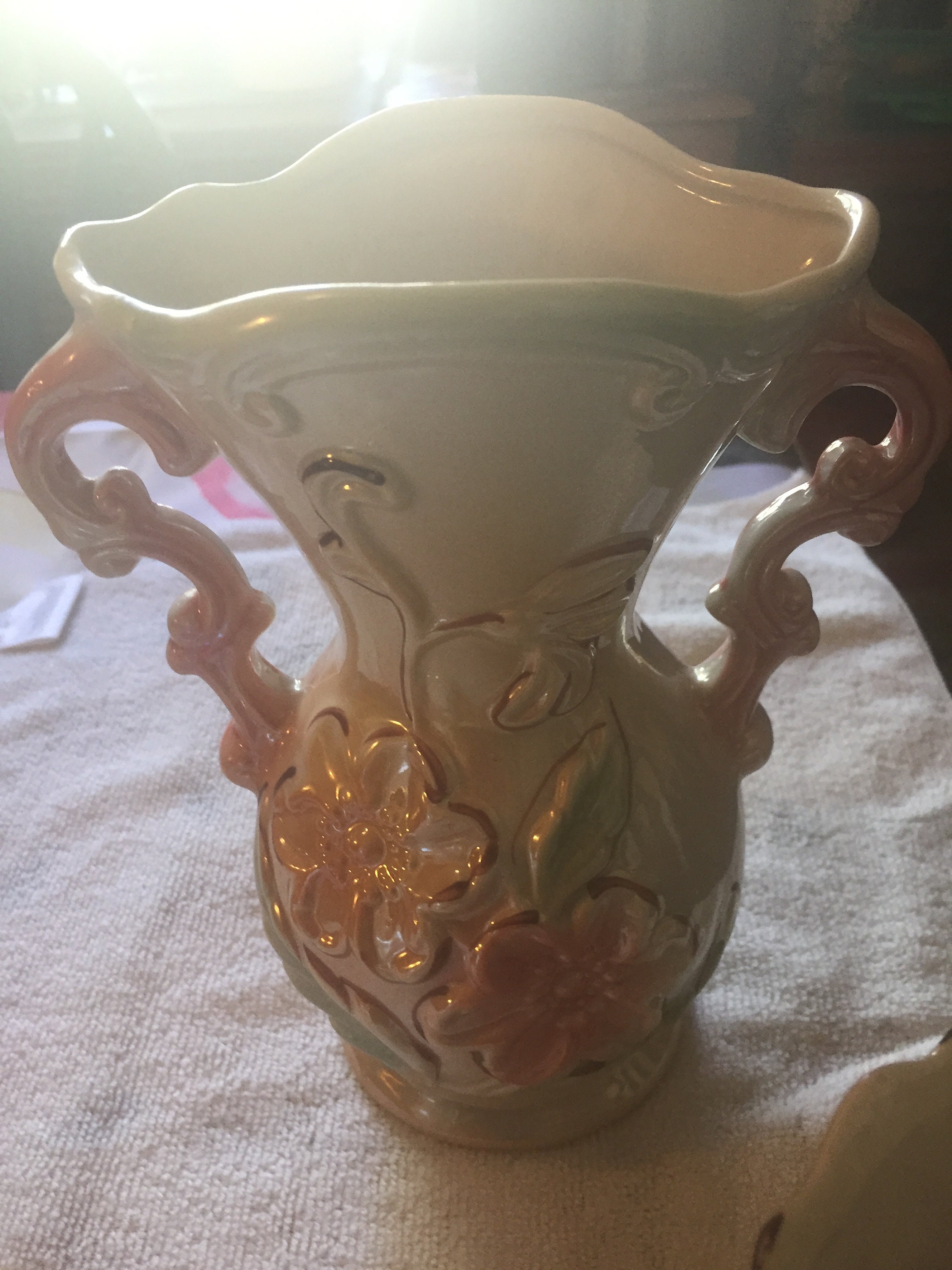 Vintage Double Handled Iridescent Floral Vases in Made Brazil - Etsy ...