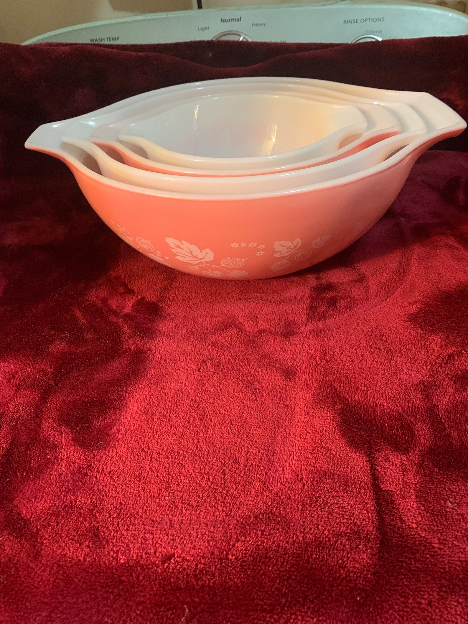 Set of 4 Pyrex Gooseberry Pink Cinderella Mixing Bowls Vintage 441 442 ...