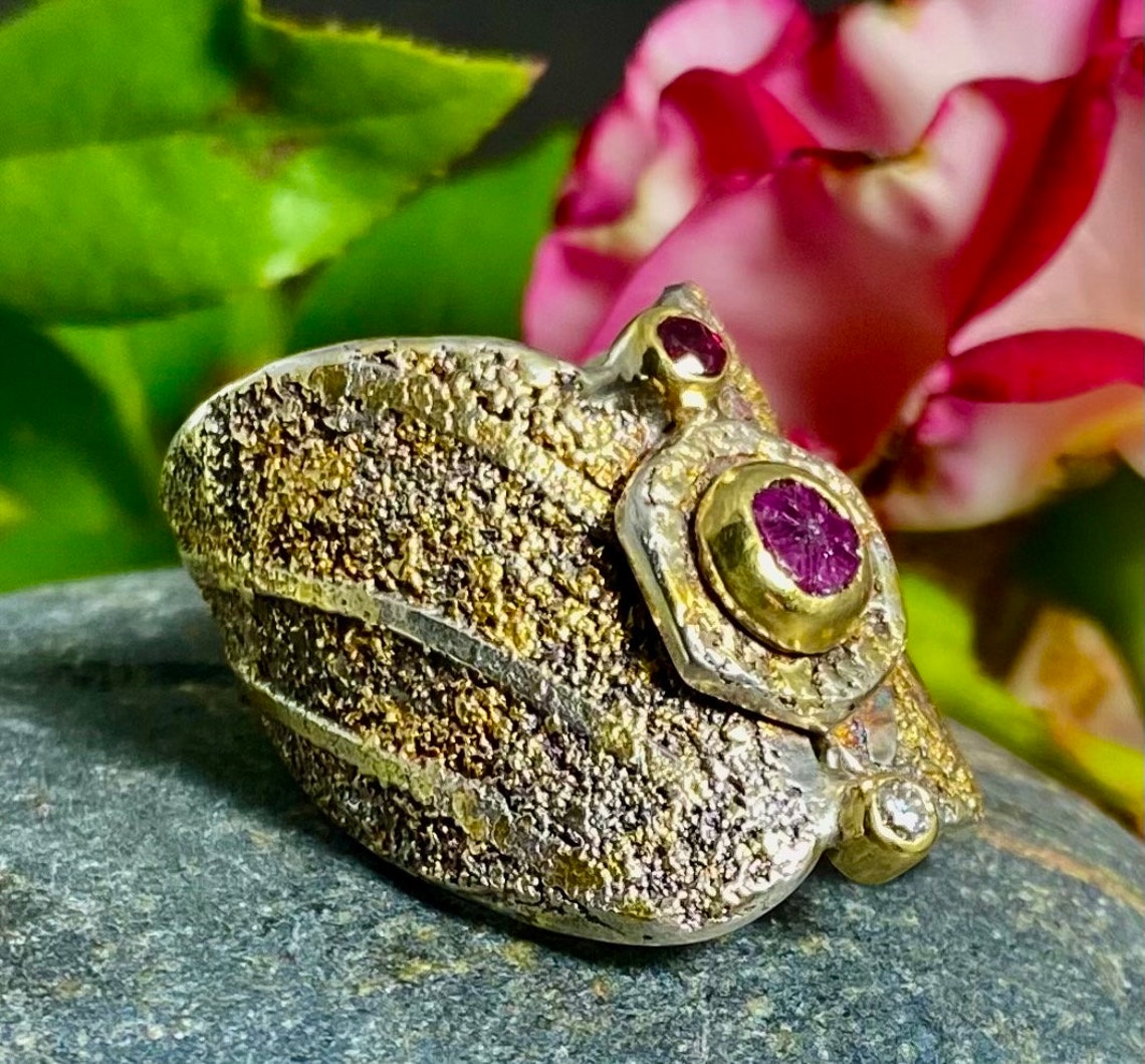 Sterling Silver and Fused Gold Trapiche Ruby Ring - Etsy