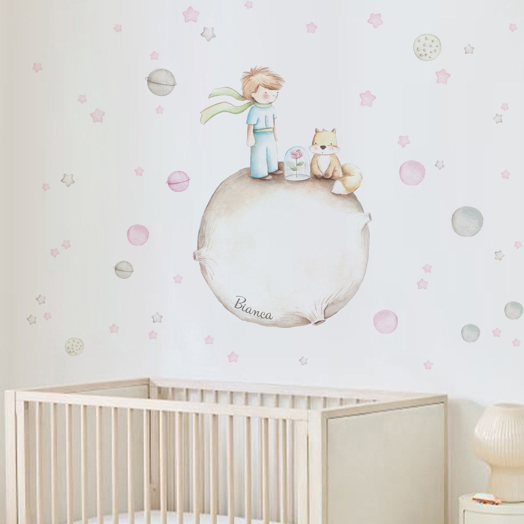 The Little Prince Wall Decal in Gray and Pink Color. Nursery Wall ...