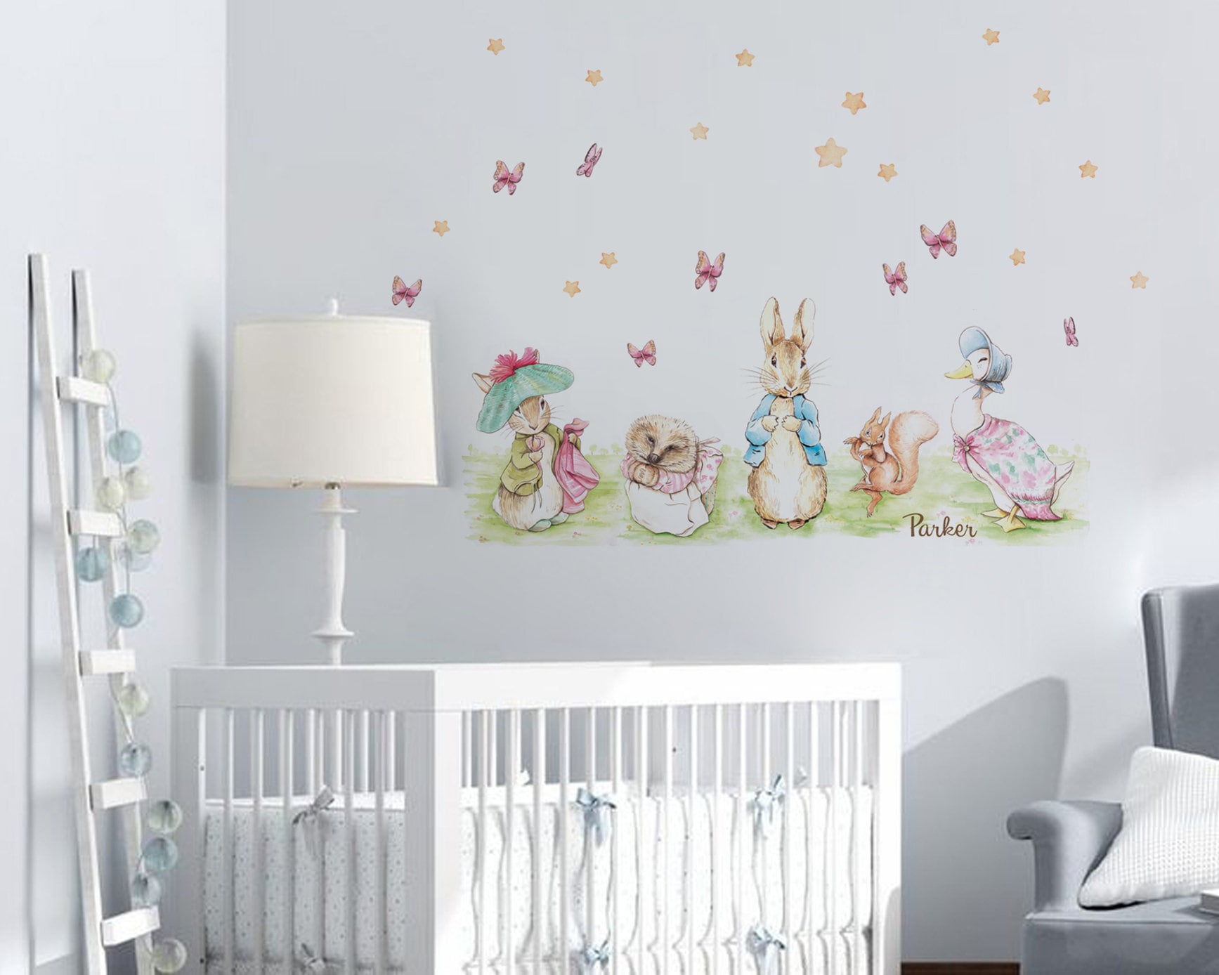 Peter Rabbit Wall Decal. Nursery Room Wall Sticker Art. Size 55x12 ...