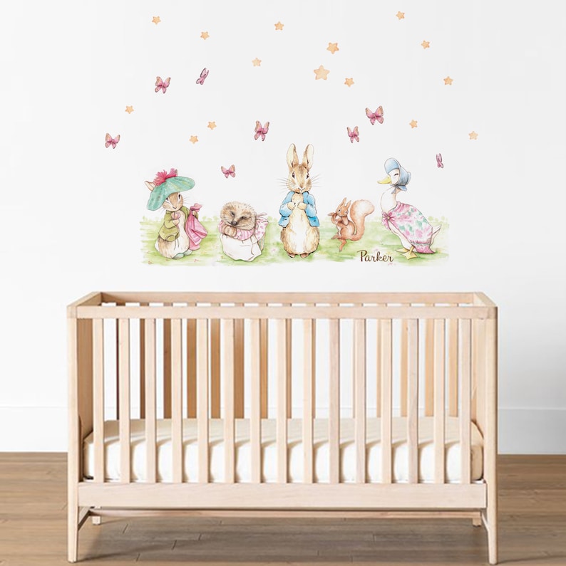 Peter Rabbit Wall Decal. Nursery Room Wall Sticker Art. Size 55x12 ...